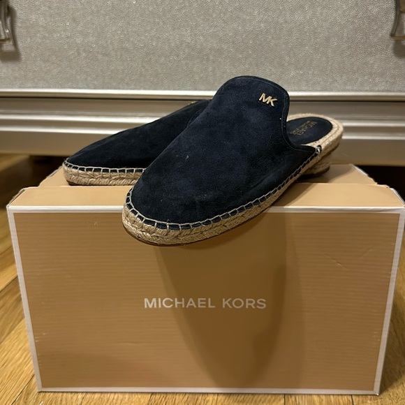 MICHAEL Michael Kors | Shoes | Michael Kors Navy Blue Suede Slides ...